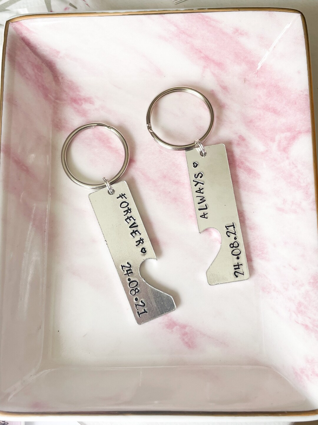 Matching Keyrings for Couples, His and Hers Keyrings, Personalised Date ...