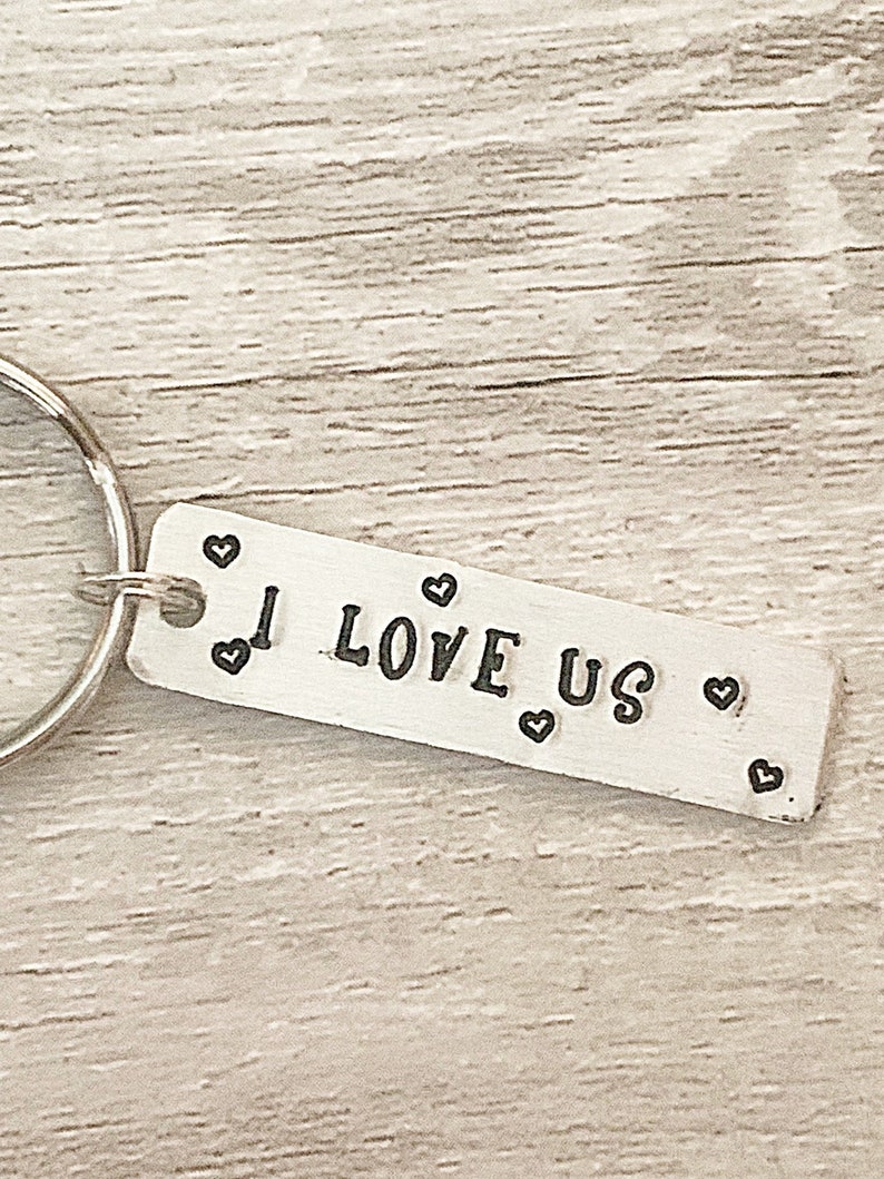 I Love Us Keychain Cute Keychain Hand Stamped Keyring For | Etsy