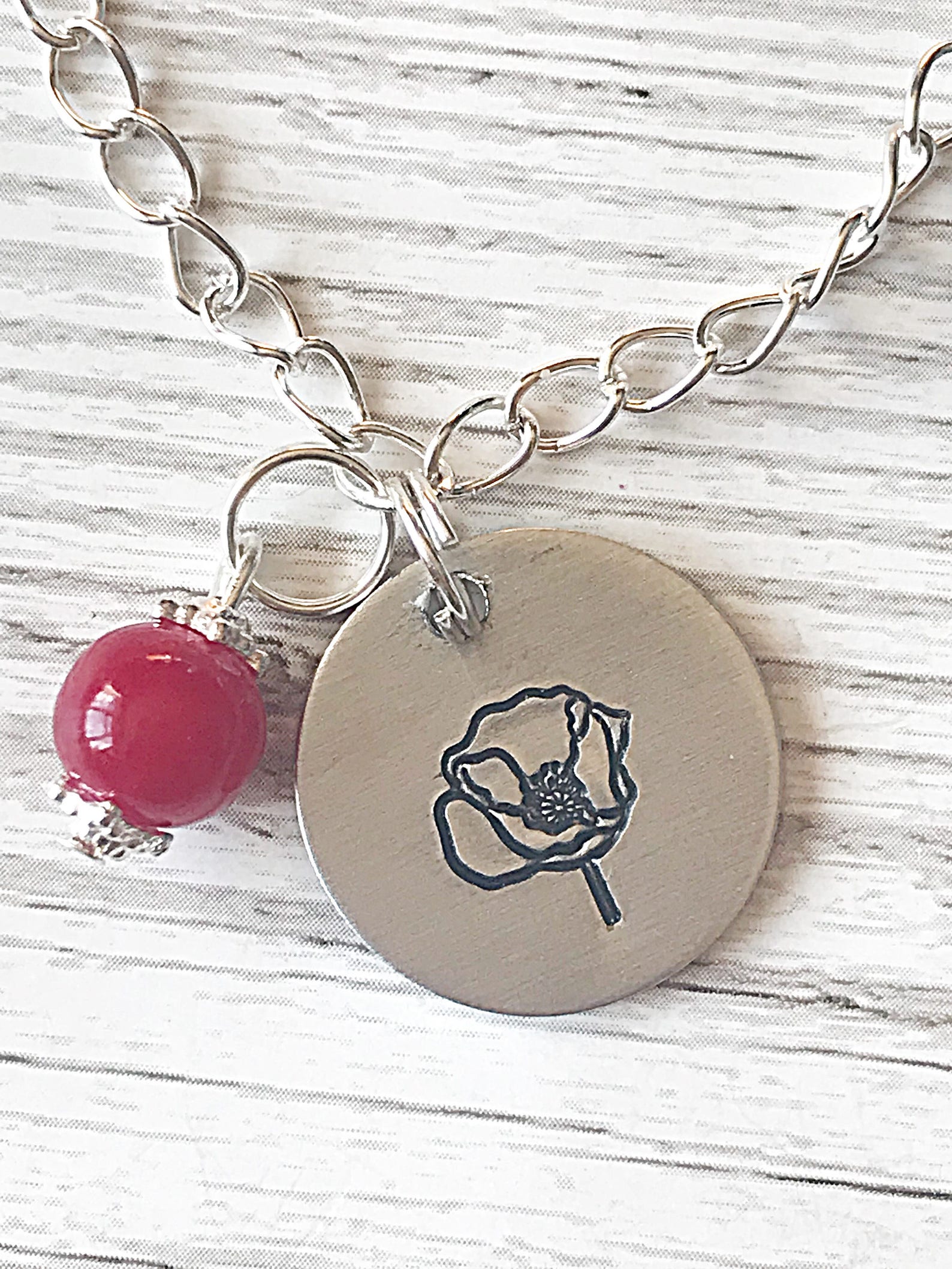 Poppy Bracelet Hand Stamped Bracelet Silver Bracelet Poppy - Etsy UK