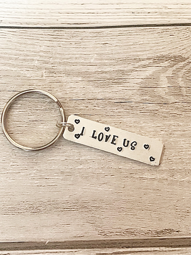 I Love Us Keychain Cute Keychain Hand Stamped Keyring For | Etsy