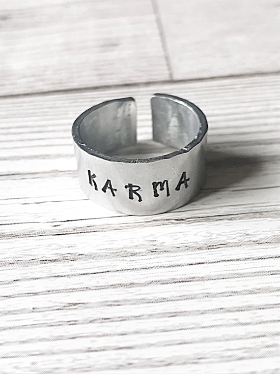 Karma Ring Cuff Ring Aluminium Ring Hand Stamped Ring | Etsy