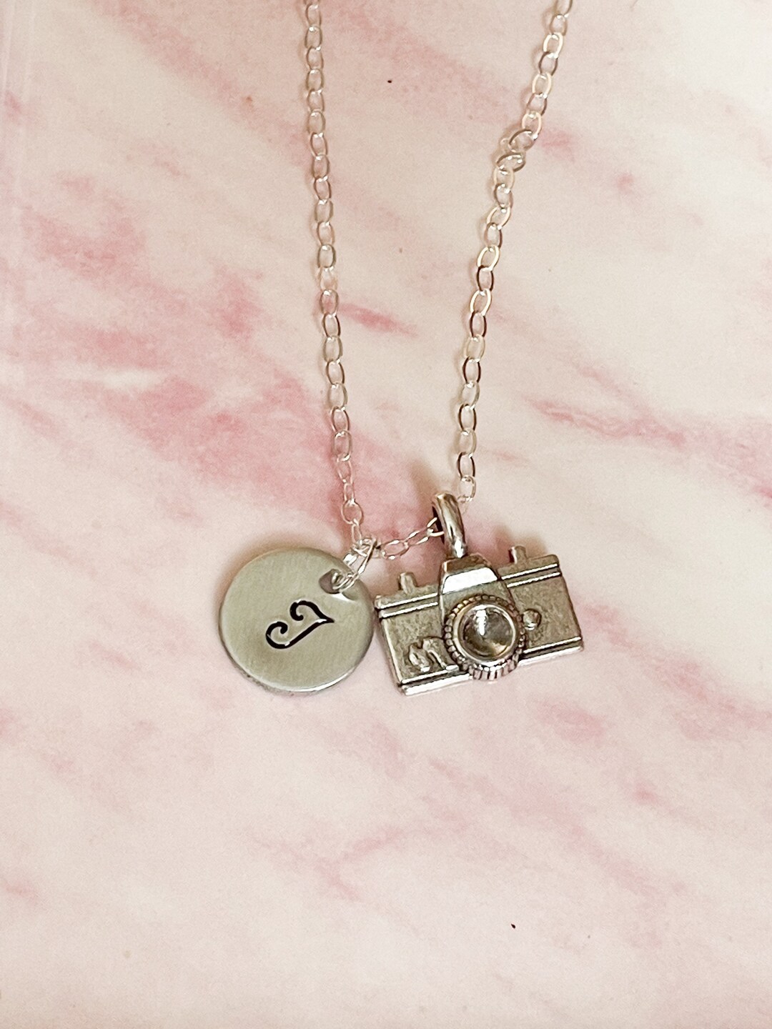 Personalised Camera Necklace, Initial Necklace, Camera Charm Necklace ...