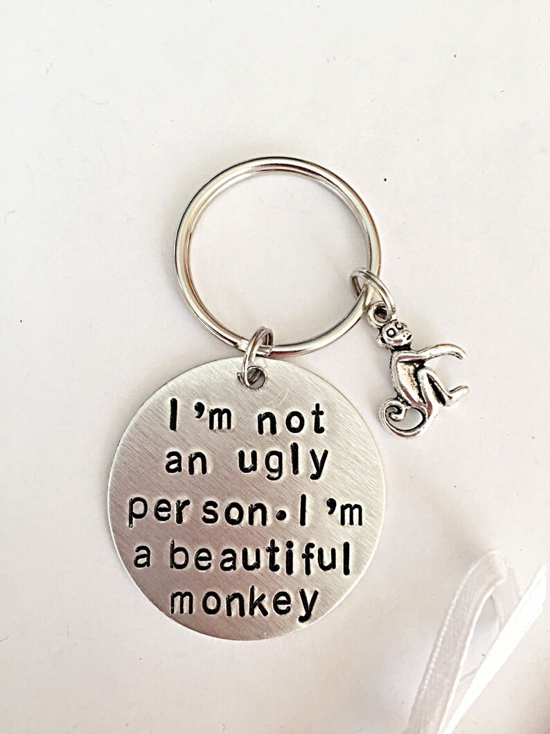 Hand Stamped Monkey Keyring Funny Saying Funny Keyring | Etsy