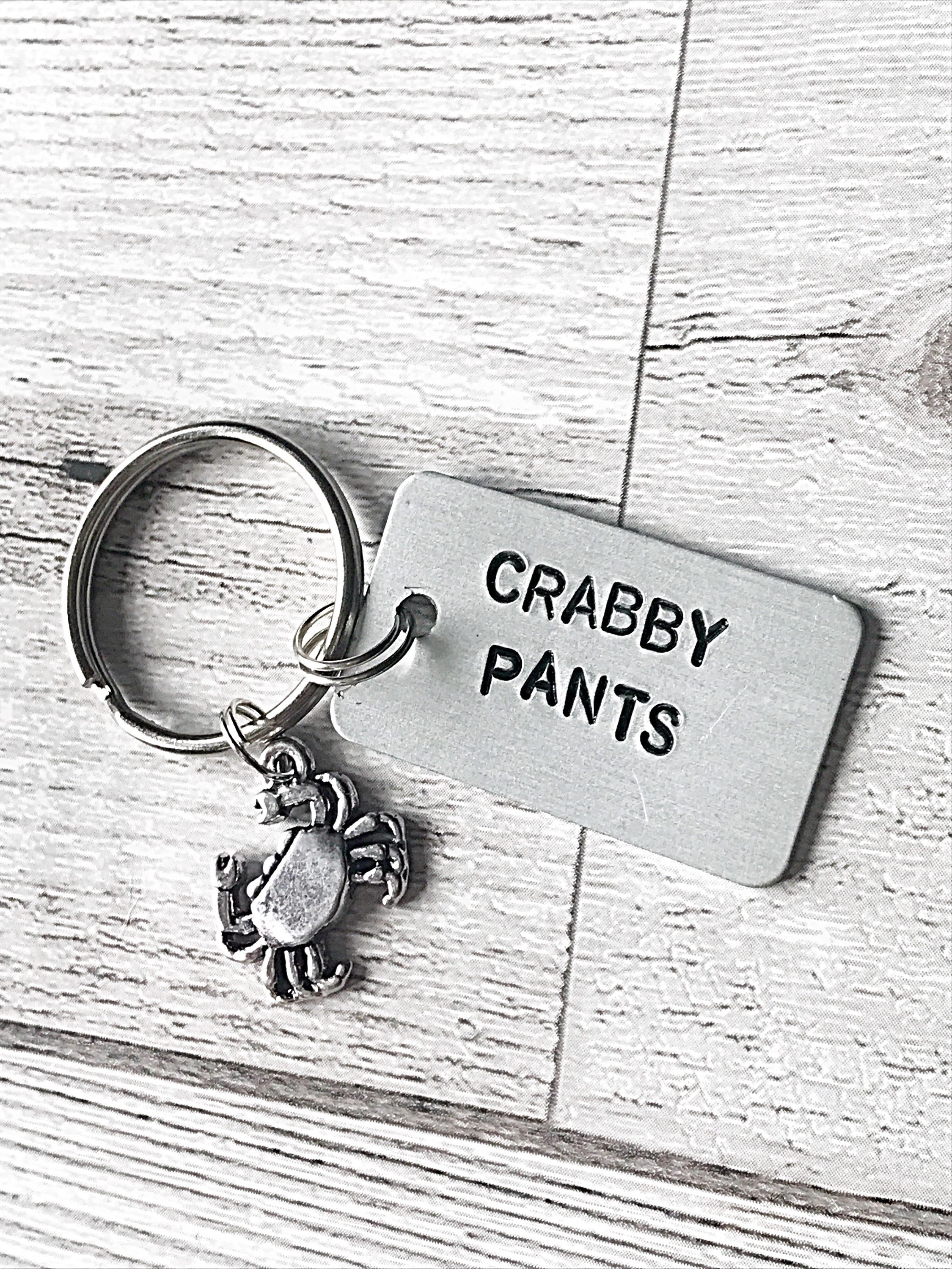 Crabby Pants Keyring Crabby Keyring Hand Stamped Fun - Etsy