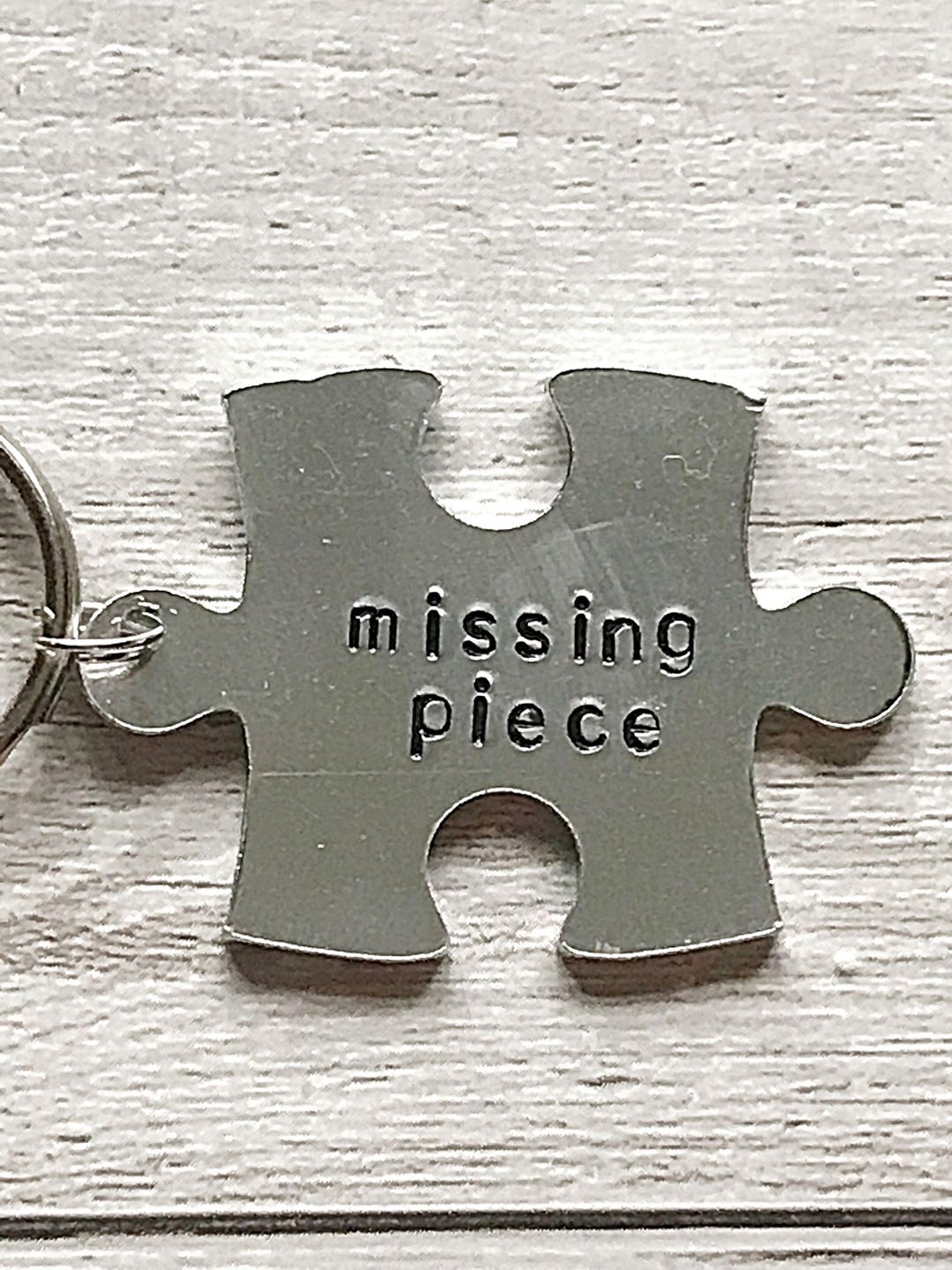 Jigsaw Piece Keyring Hand Stamped Keyring Missing Piece - Etsy