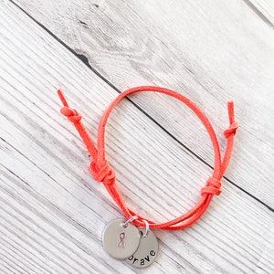 MS Awareness Bracelet: Orange Ribbon, Suede Cord, Hand Stamped 'brave ...