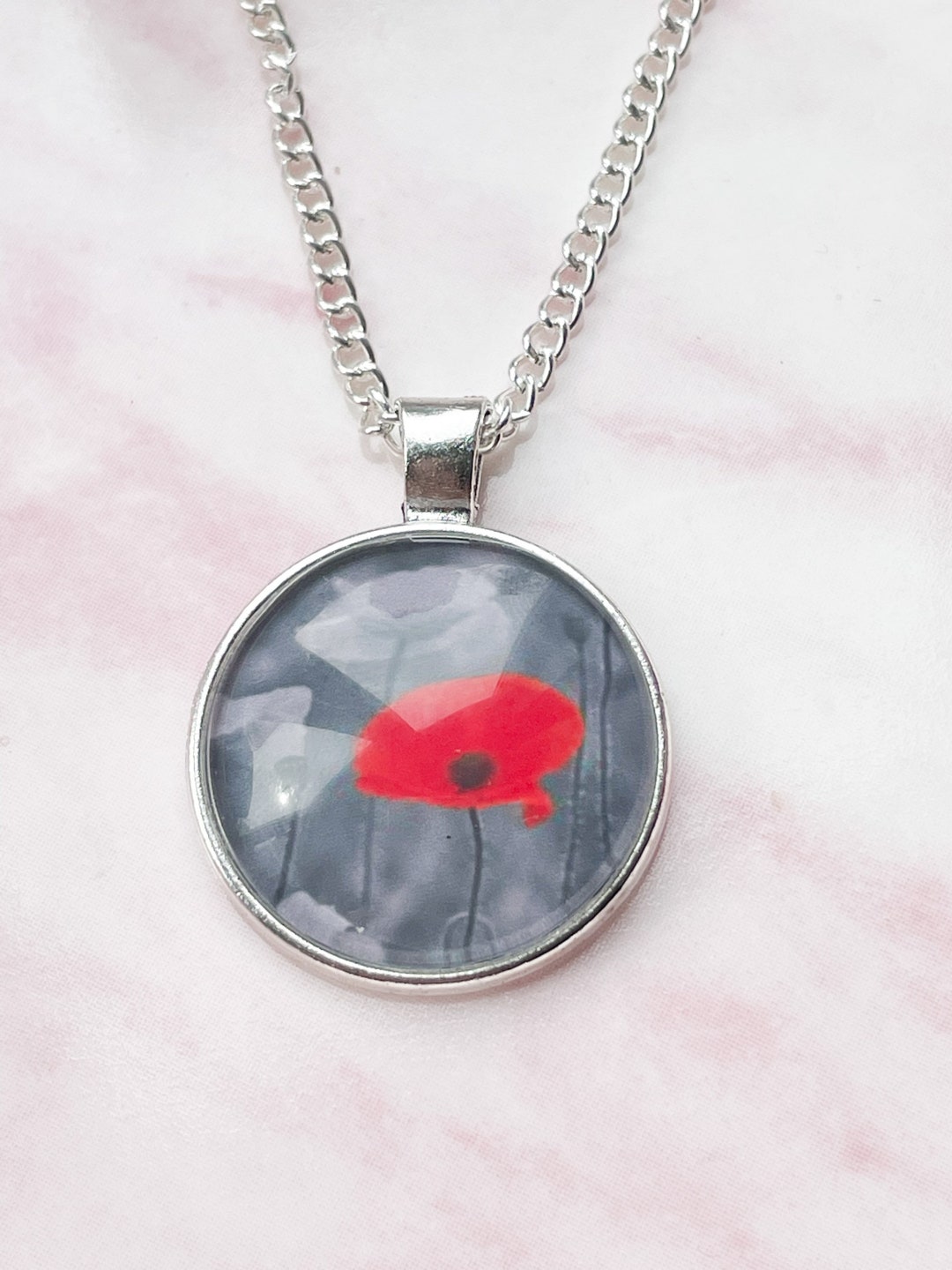 Poppy Necklace, Remembrance Necklace, Flower Pendant, Remembrance ...