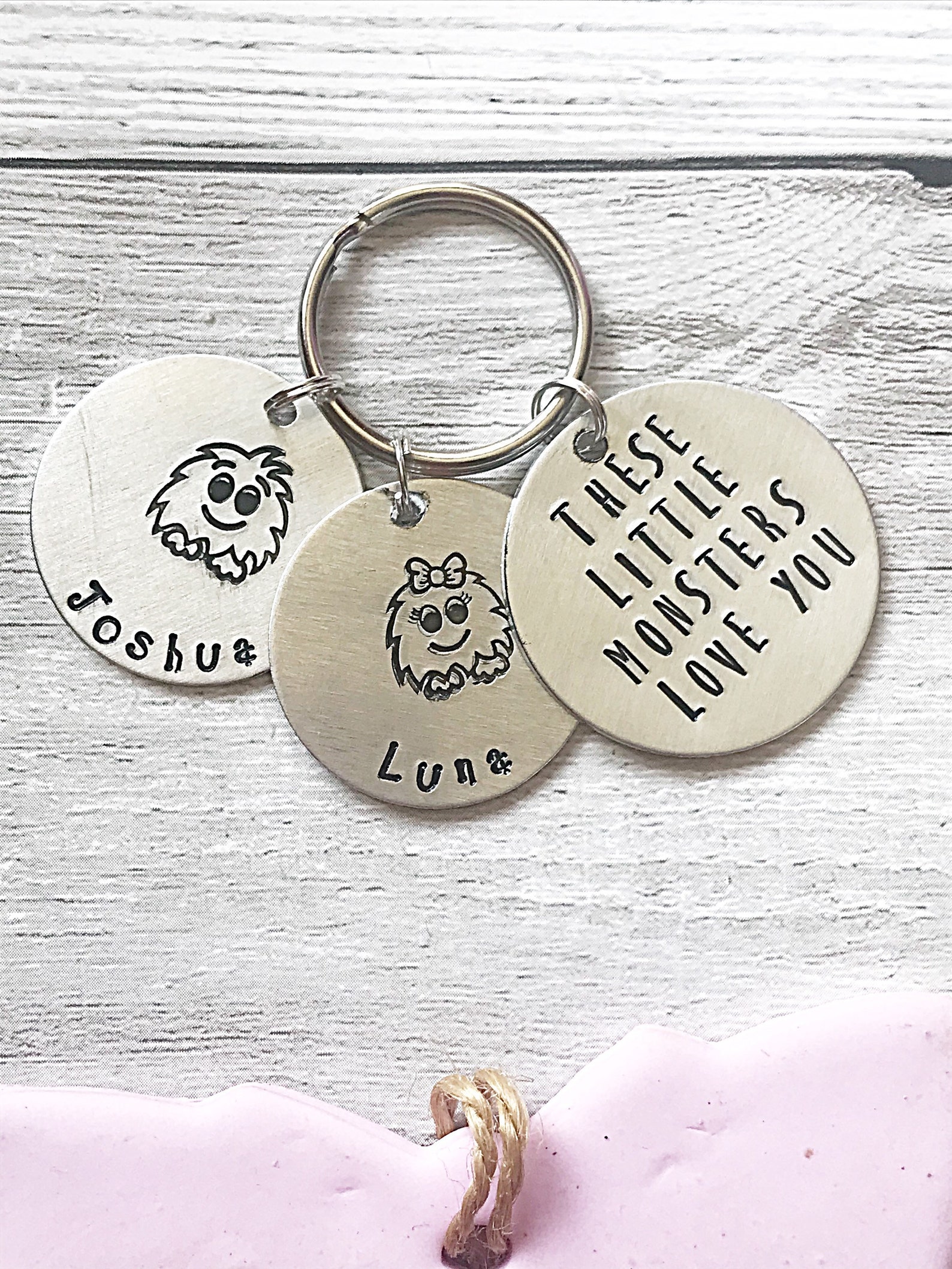 Little Monsters Keychain Dad Gift Hand Stamped Keyring | Etsy