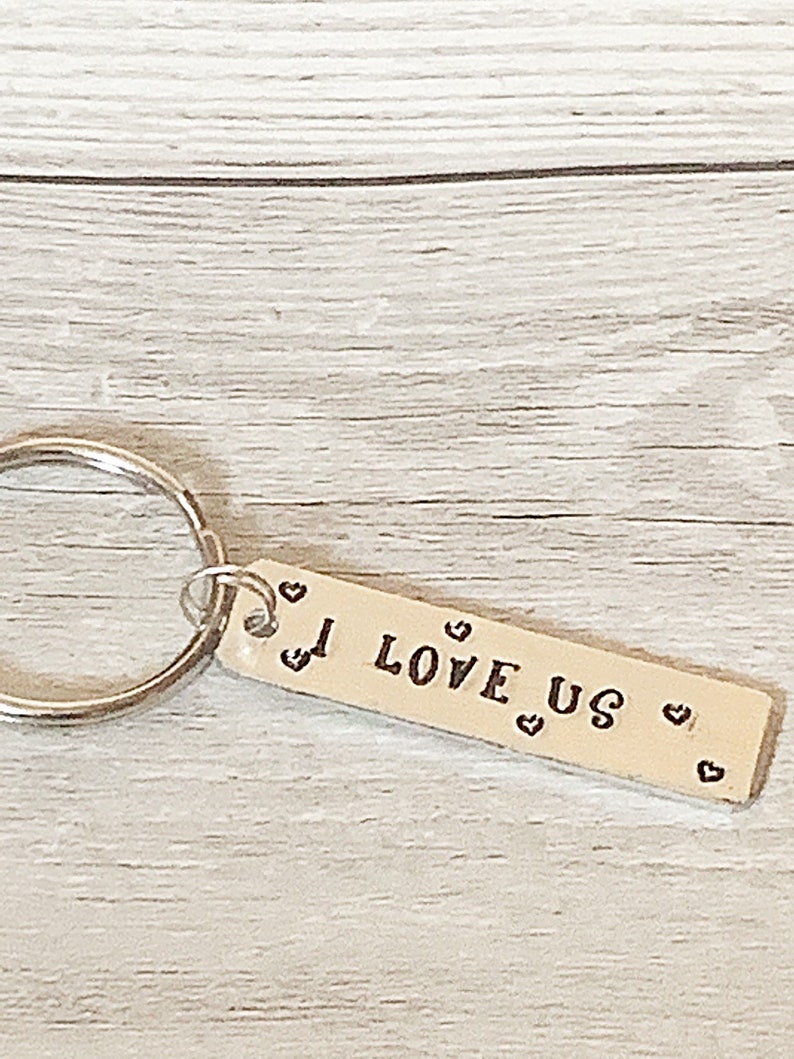 I Love Us Keychain Cute Keychain Hand Stamped Keyring For | Etsy