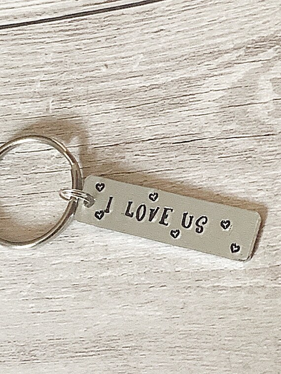 I Love Us Keychain Cute Keychain Hand Stamped Keyring For | Etsy