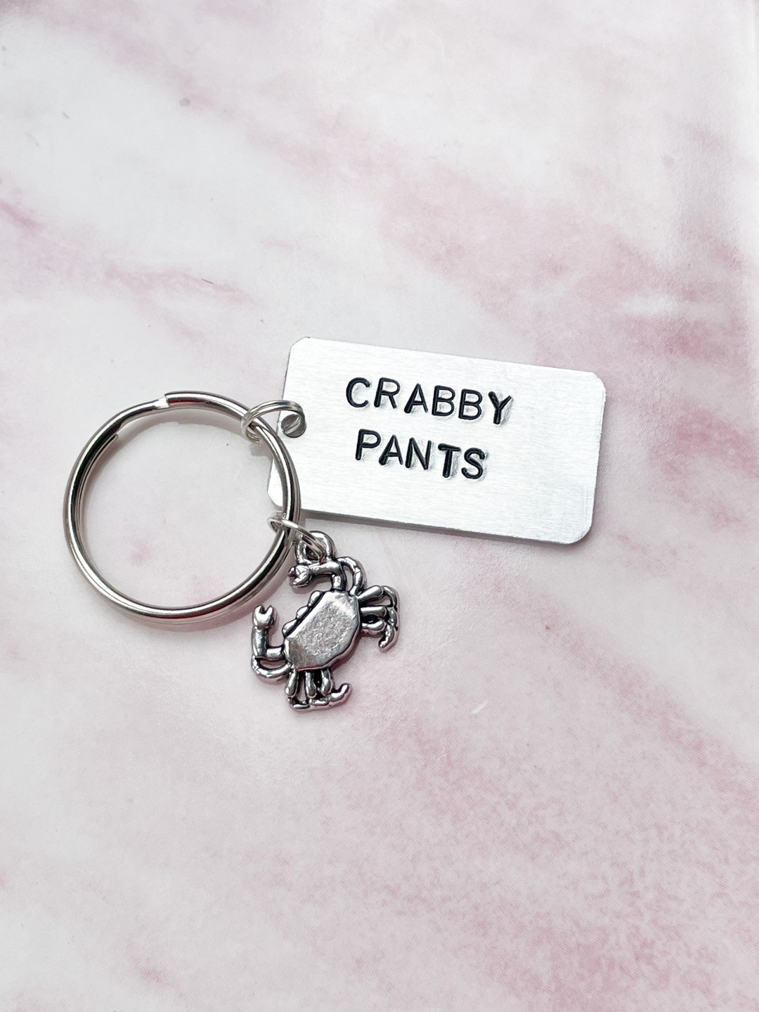 Crabby Pants Keyring - Crabby Keyring - Hand Stamped Fun Keyring - Hand ...