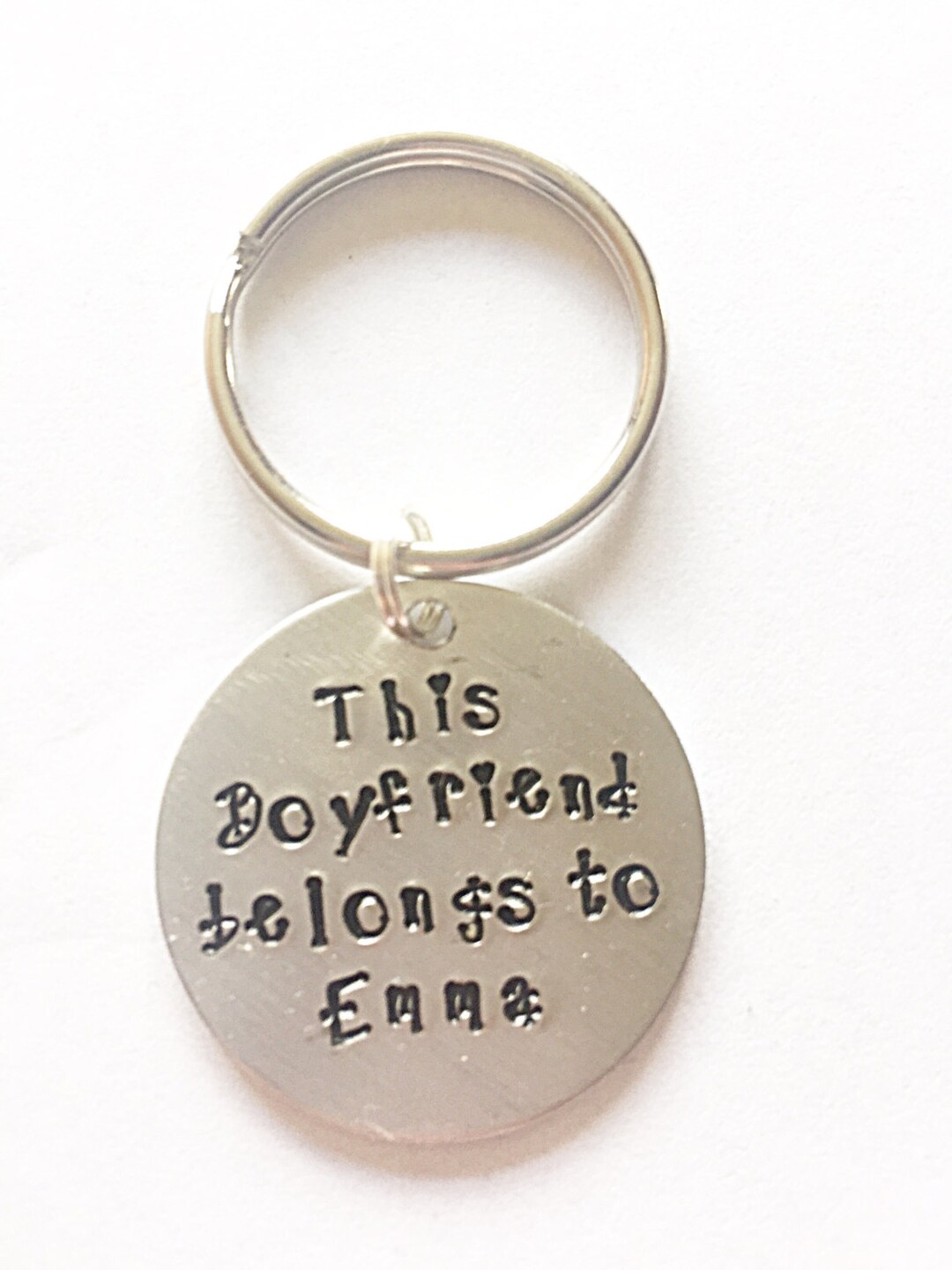 Personalized Boyfriend Keychain: Hand Stamped Aluminum Keyring - Etsy