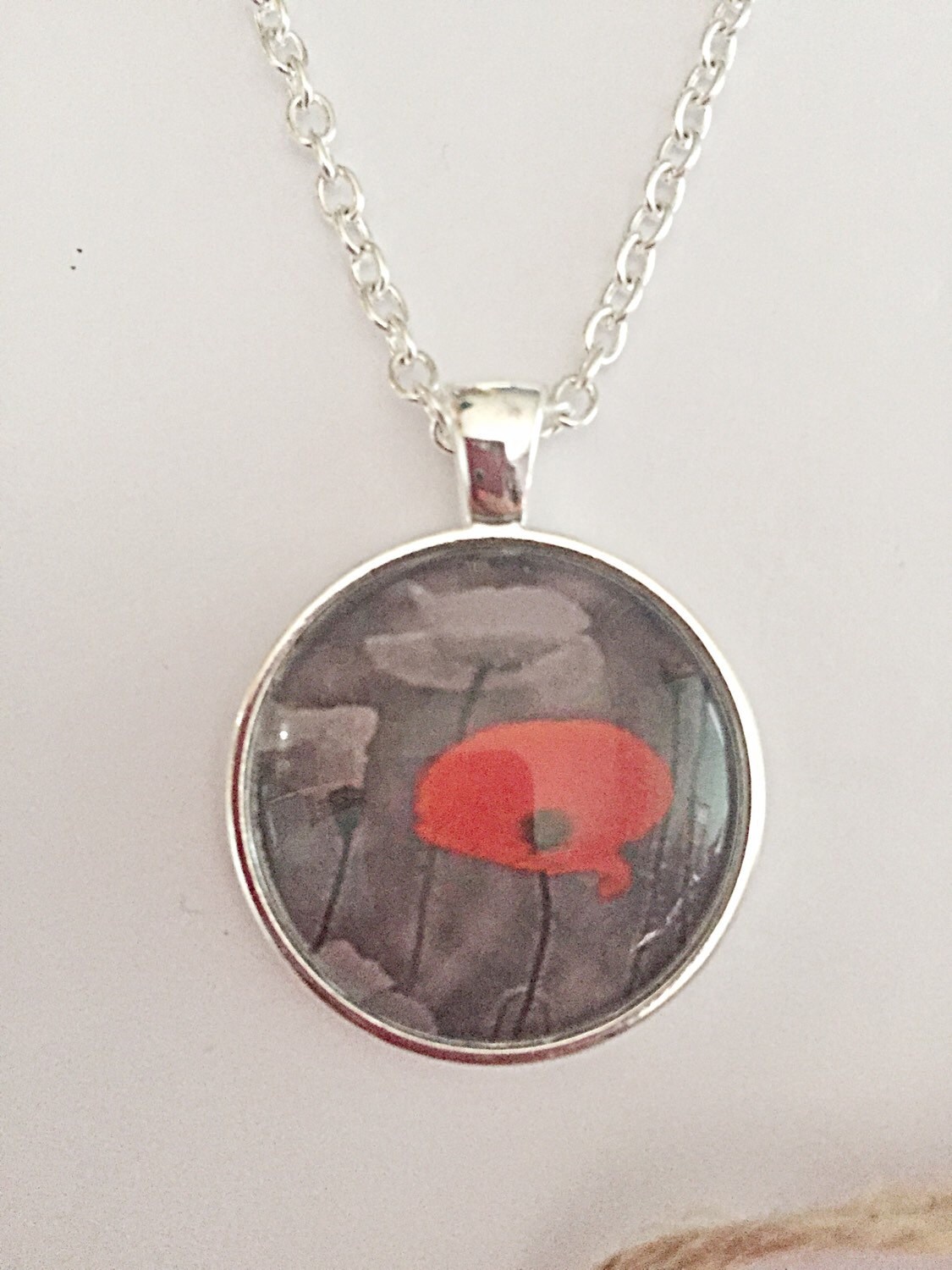 Poppy Necklace Remembrance Necklace Flower Pendant - Etsy UK