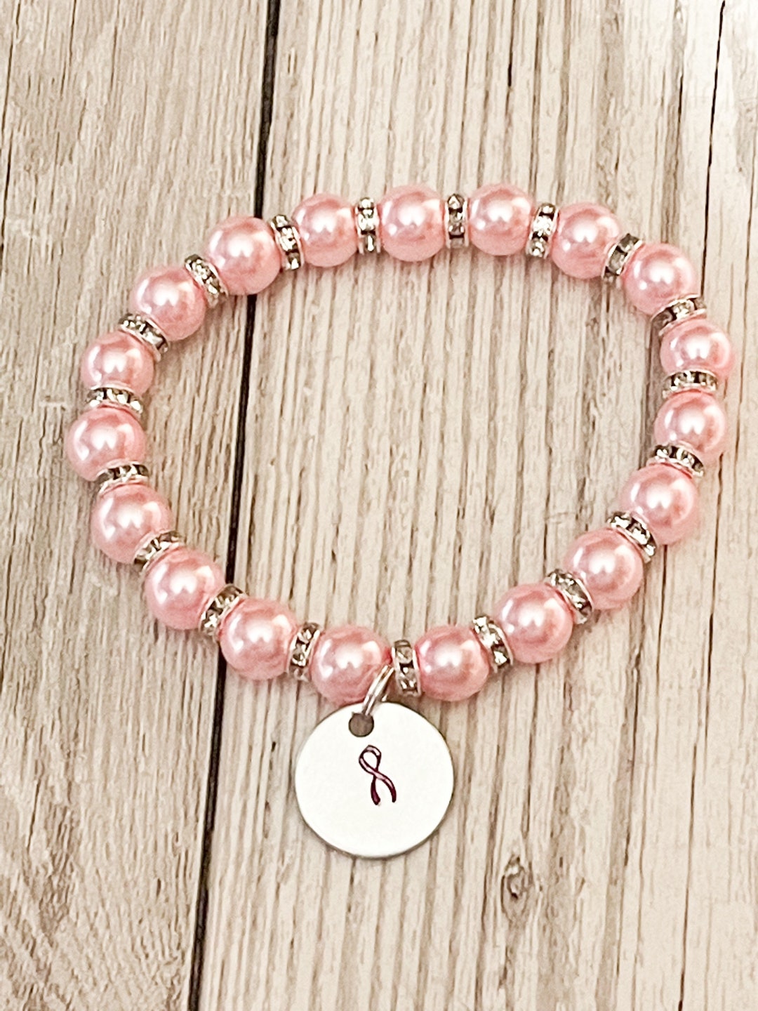 Breast Cancer Bracelet, Cancer Awareness Bracelet, Pink Ribbon Bracelet ...