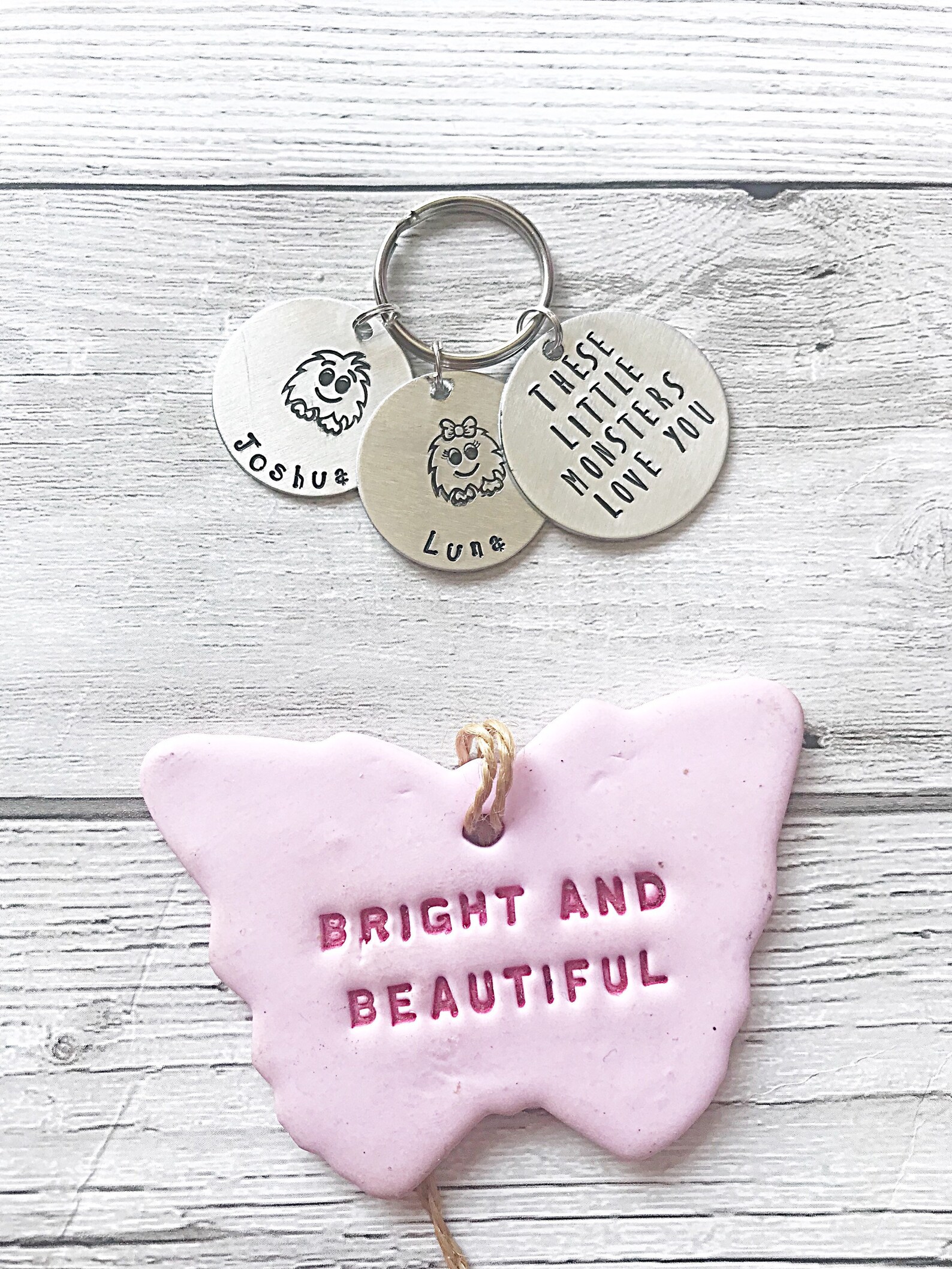 Little Monsters Keychain Dad Gift Hand Stamped Keyring | Etsy