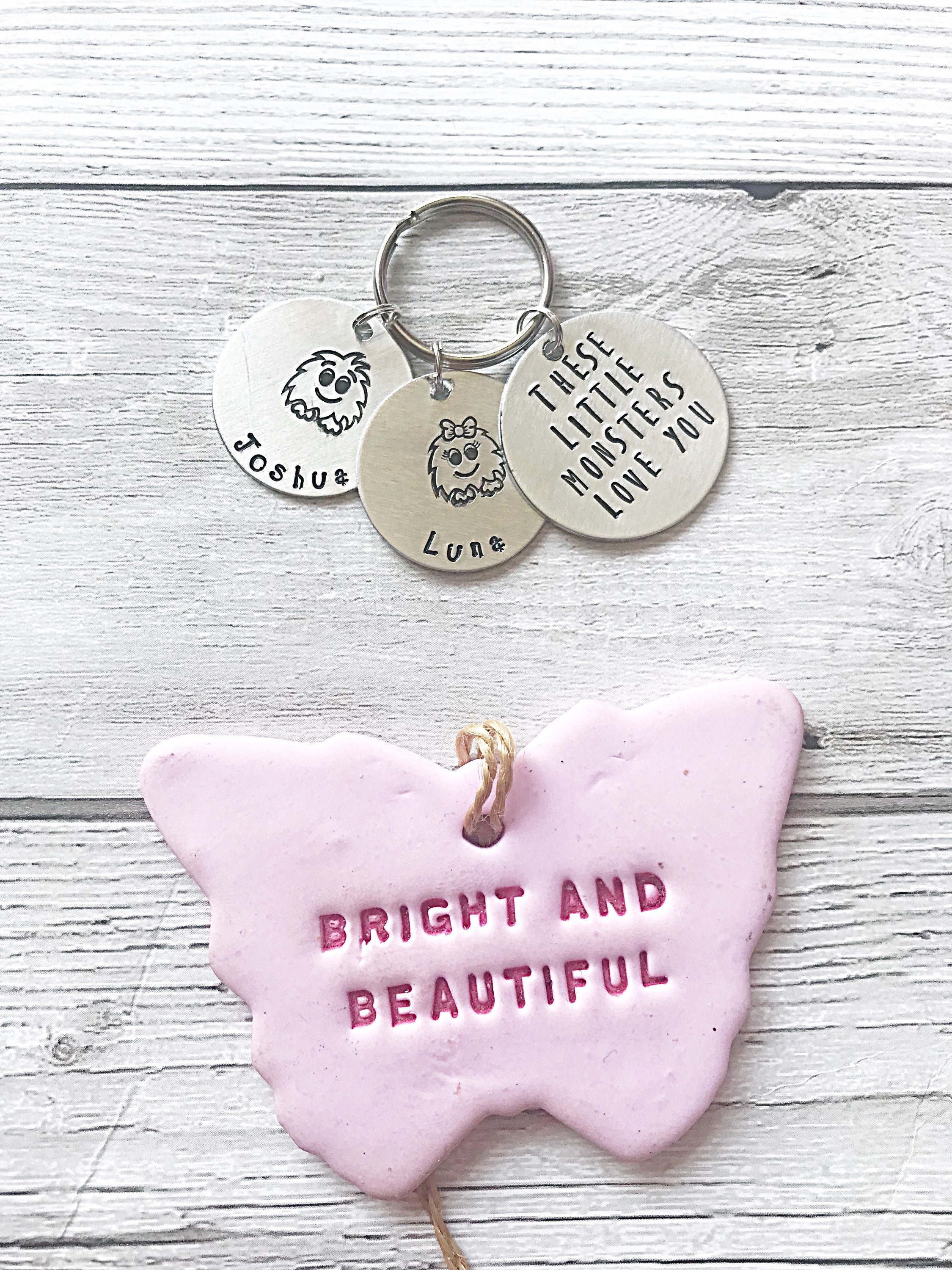 Little Monsters Keychain Dad Gift Hand Stamped Keyring | Etsy