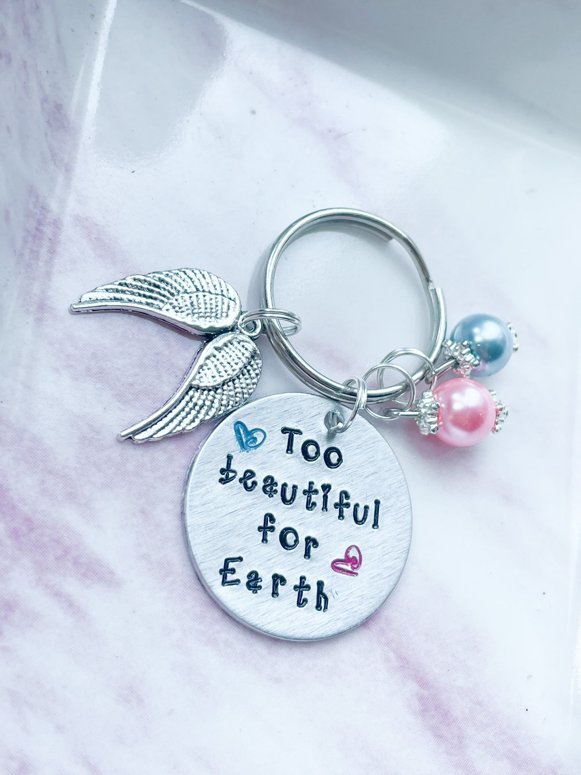 Too Beautiful for Earth Keyring Baby Loss Keepsake - Etsy UK