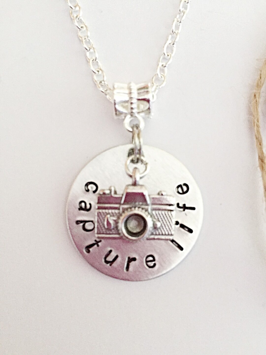 Hand Stamped Camera Necklace: 'capture Life' Aluminum Pendant - Etsy