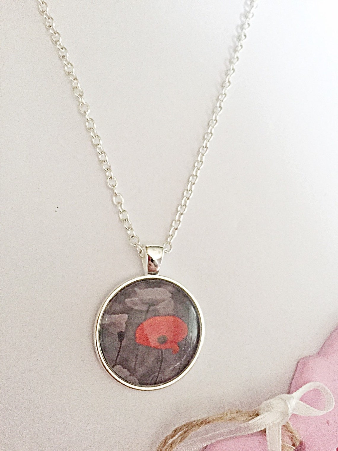 Poppy Necklace Remembrance Necklace Flower Pendant - Etsy UK