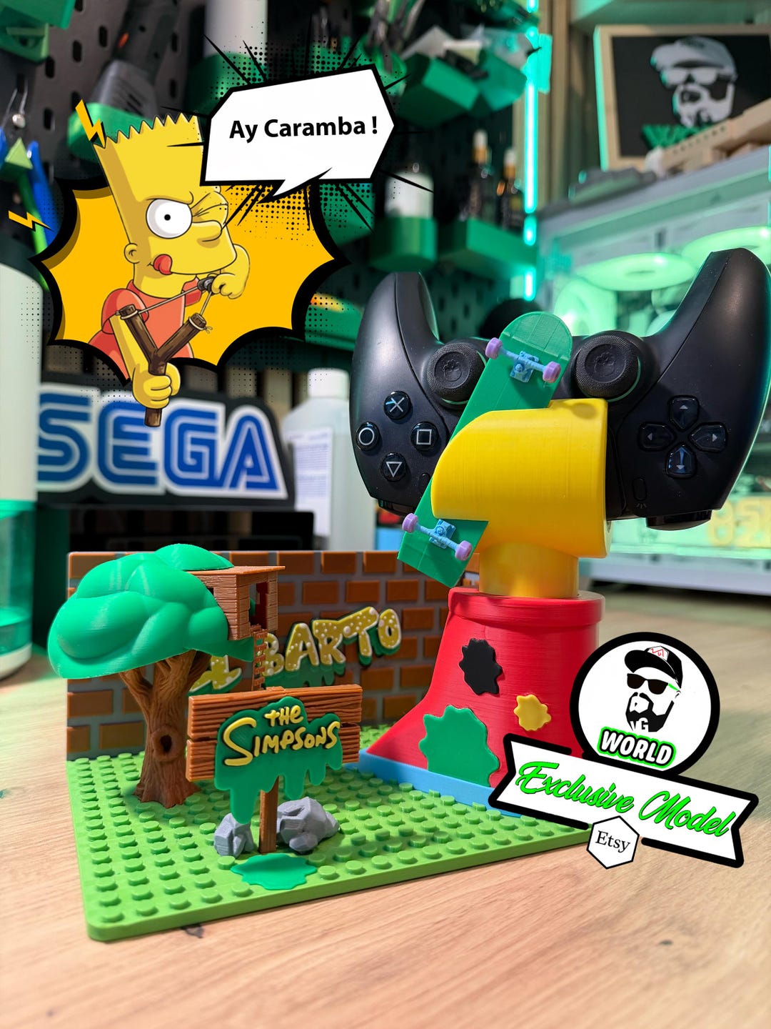 The Simpsons Controller Stand – Bart Edition | Handmade 3D Diorama ...