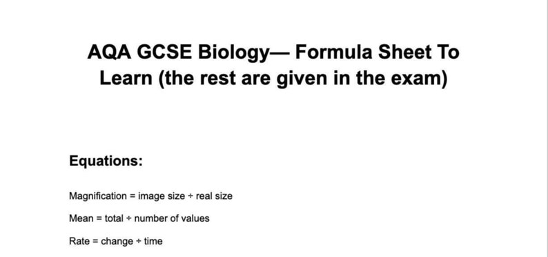 AQA GCSE Biology Revision Planner | Study Checklist, Formula Guide ...