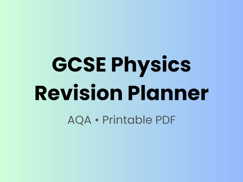 GCSE Physics Revision Planner | AQA GCSE Physics | Printable Study Planner Pdf - Etsy