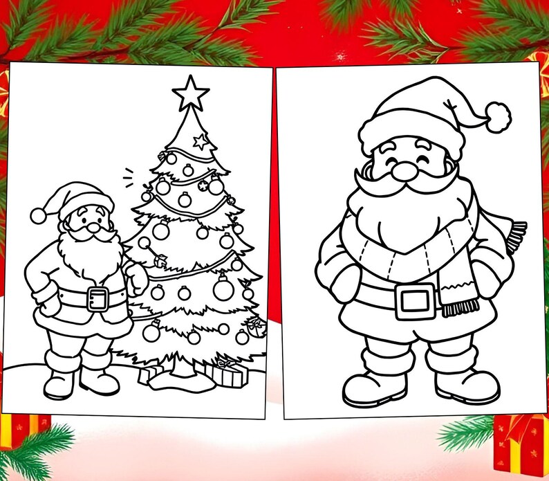 25 Santa Coloring Pages, Christmas Coloring Pages for Kids, Santa ...