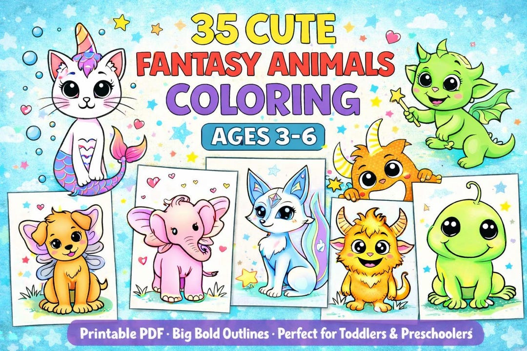 35 Cute Fantasy Animals Coloring Pages for Kids | Magical Creatures ...