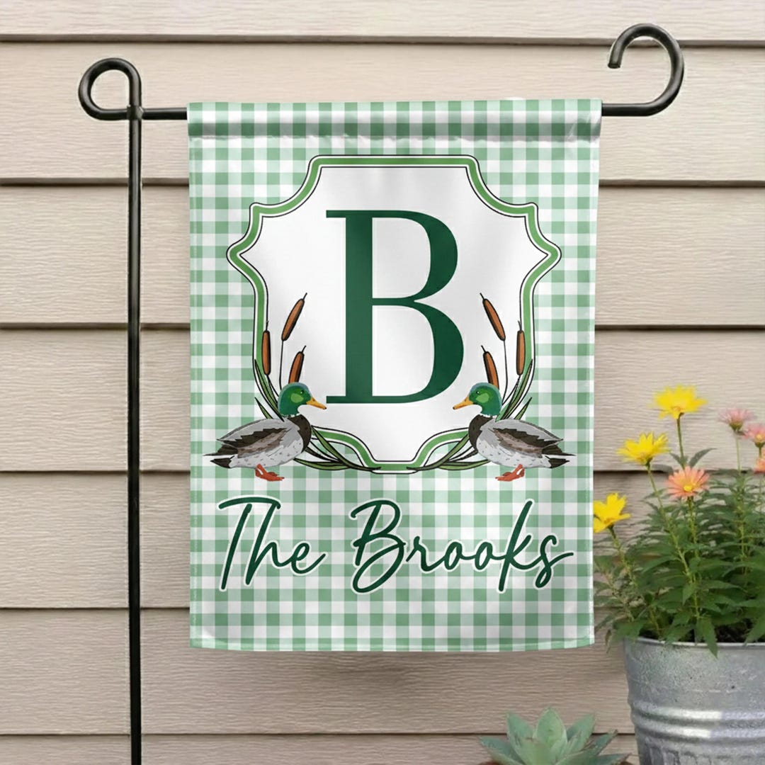 Personalized Goose Hunting Silk Flag, Green Gingham Custom Outdoor Yard ...