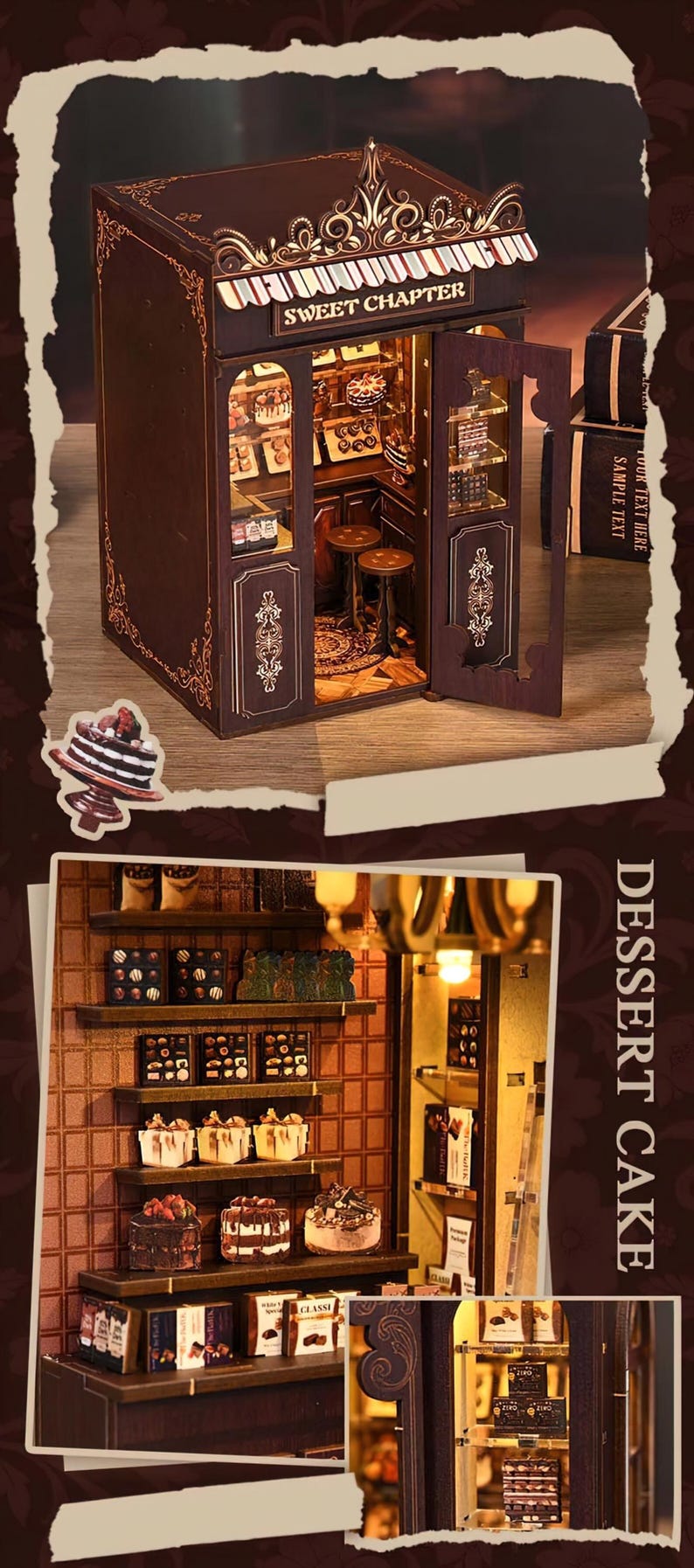 Sweet Chapter Bakery DIY Book Nook Kit, Wooden Bookend Cabin Miniature ...