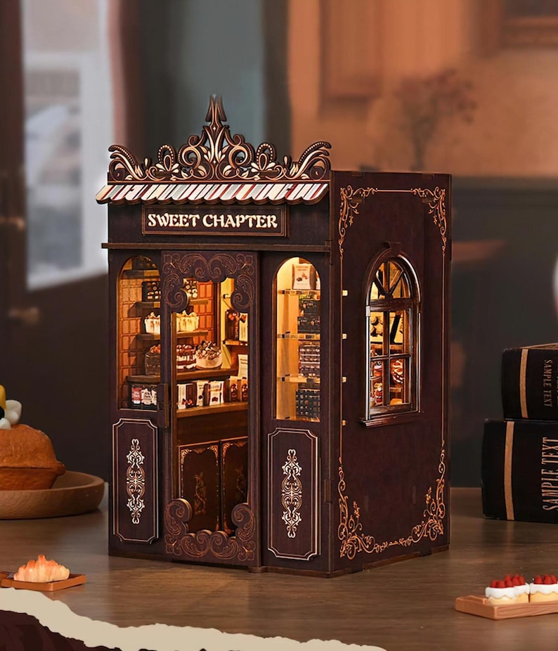 Sweet Chapter Bakery DIY Book Nook Kit, Wooden Bookend Cabin Miniature ...