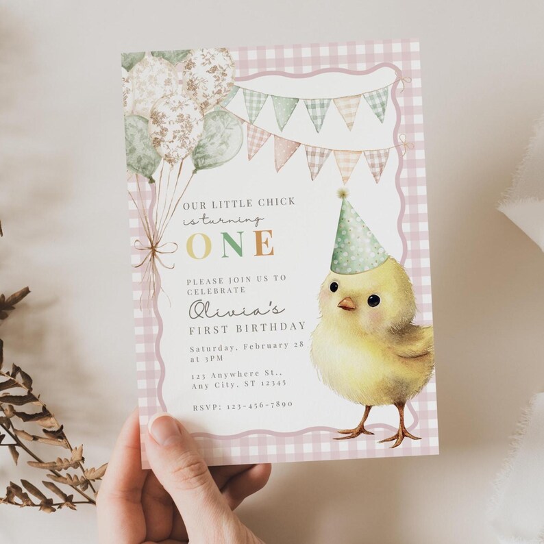 Editable Chicken Birthday Invitation, Chicken Birthday Theme Party ...