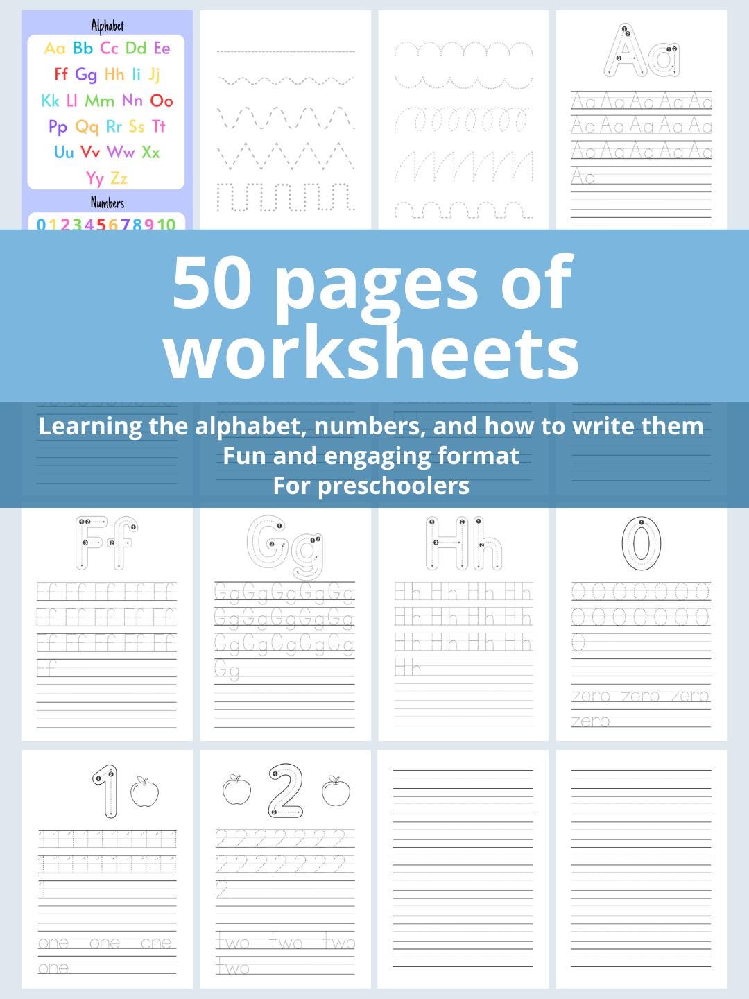 Alphabet & Numbers Tracing Worksheet Printable for Kids | Learn to ...