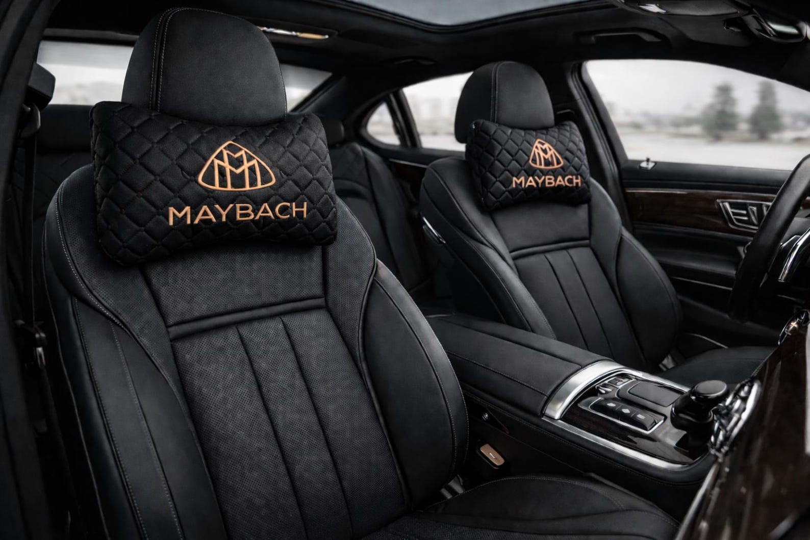 For MAYBACH Lumbar and Neck Support Pillow, MAYBACH Leather Car Pillow ...
