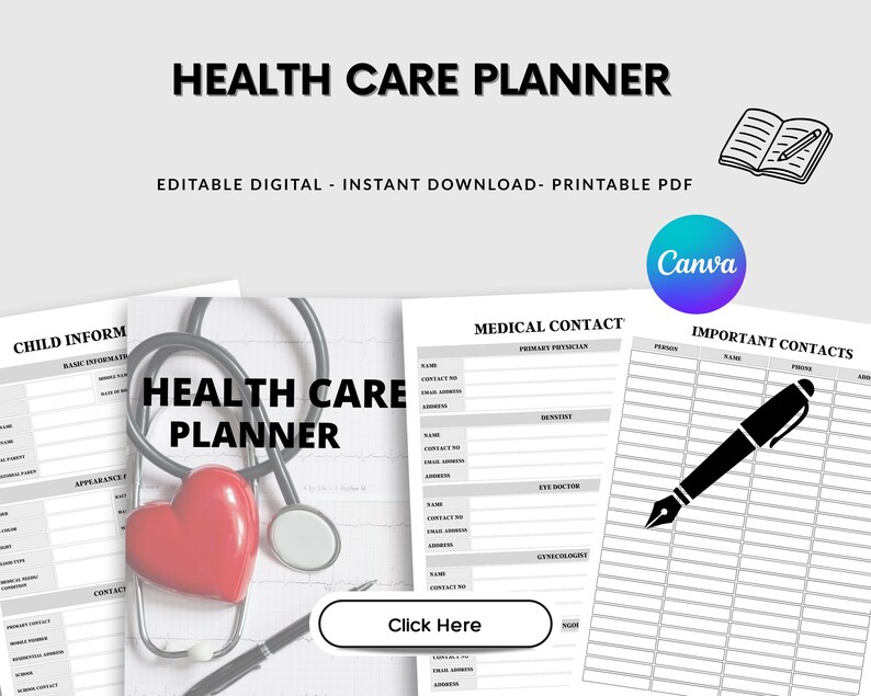 Editable Health Care Planner Printable | Medical Appointments ...
