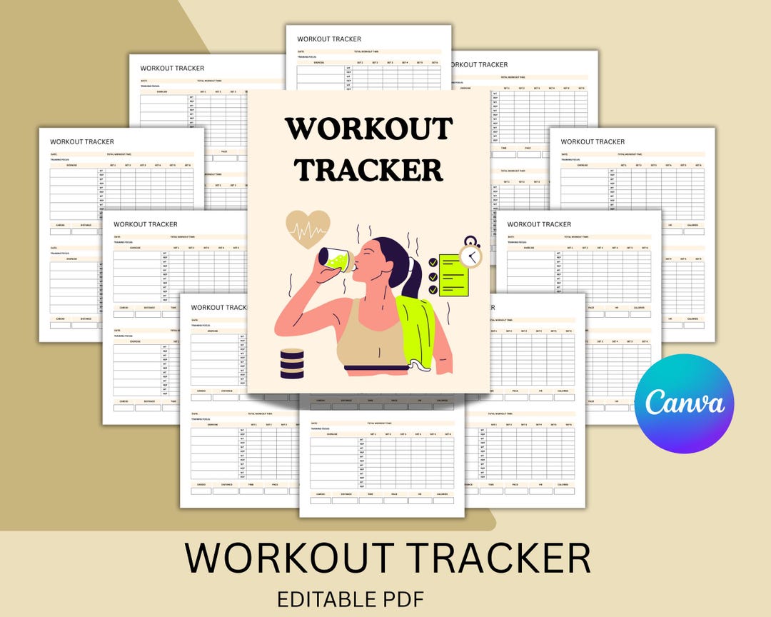 Editable Workout Tracker | Daily Fitness, Gym Progress (instant ...