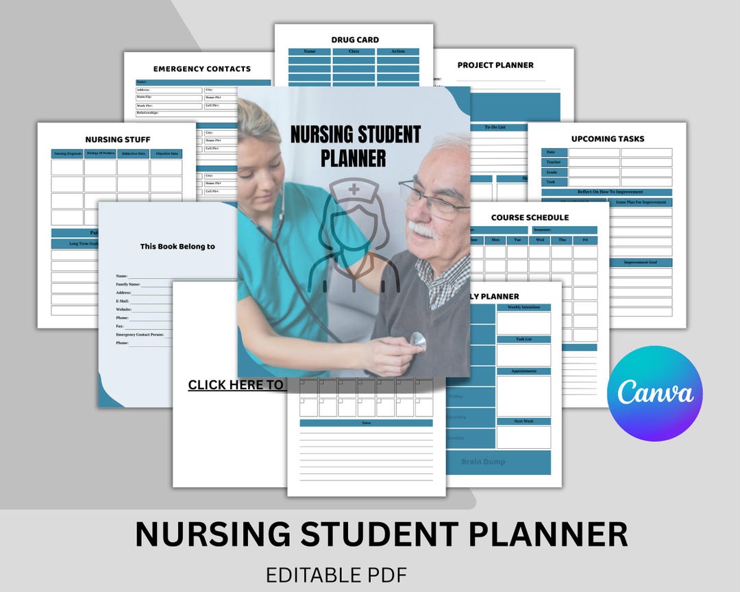 Editable Nursing Student Planner | Study & Clinical Organizer ...