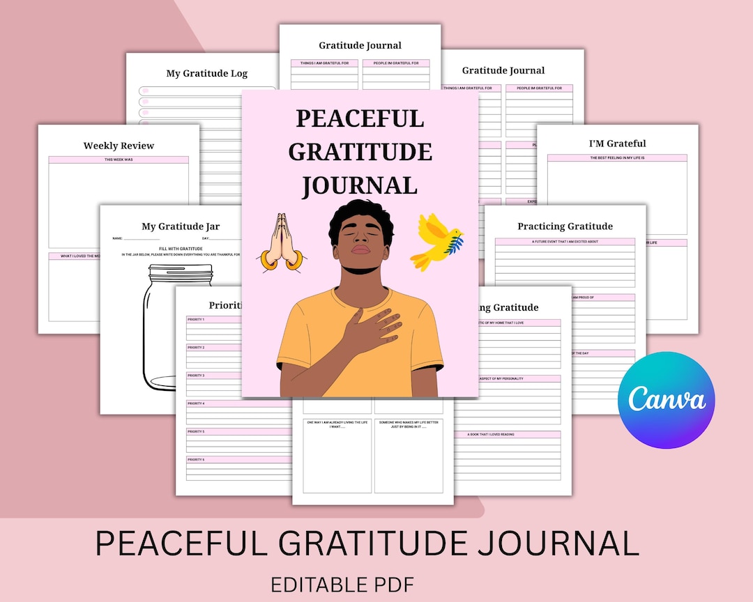 Editable Peaceful Gratitude Journal | Daily Reflection Mindfulness ...