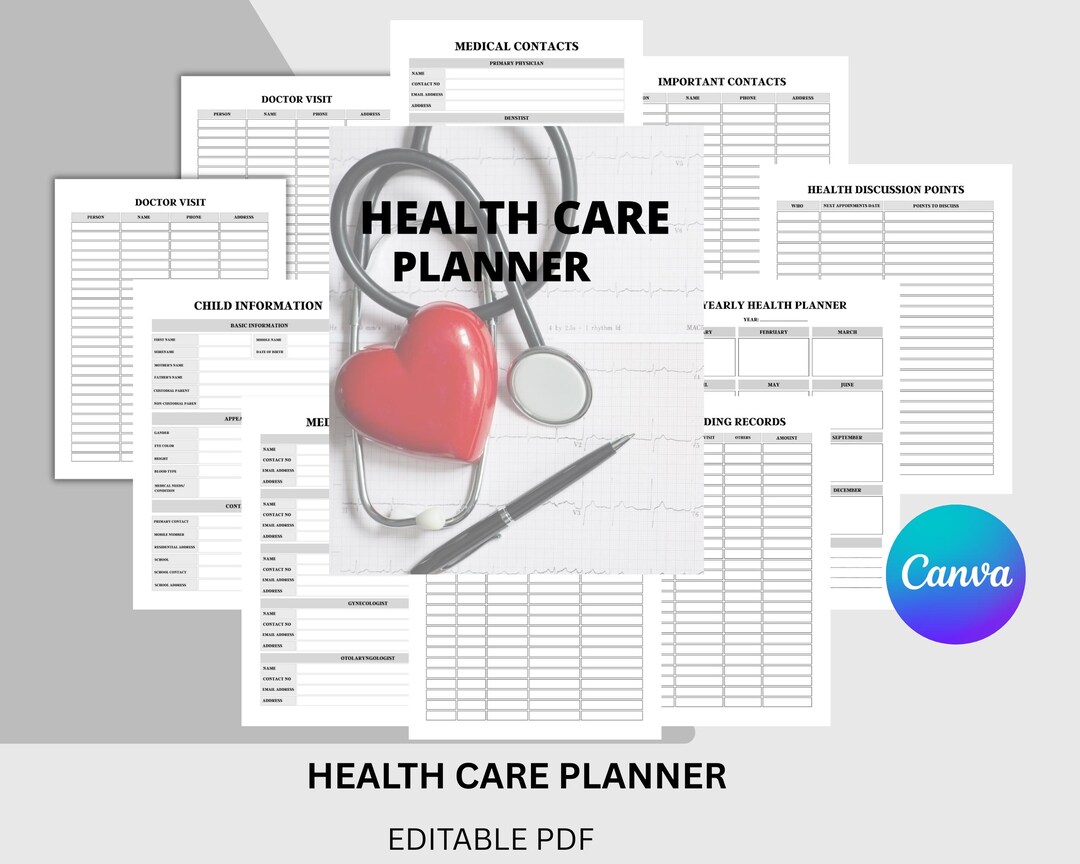 Editable Health Care Planner Printable | Medical Appointments ...