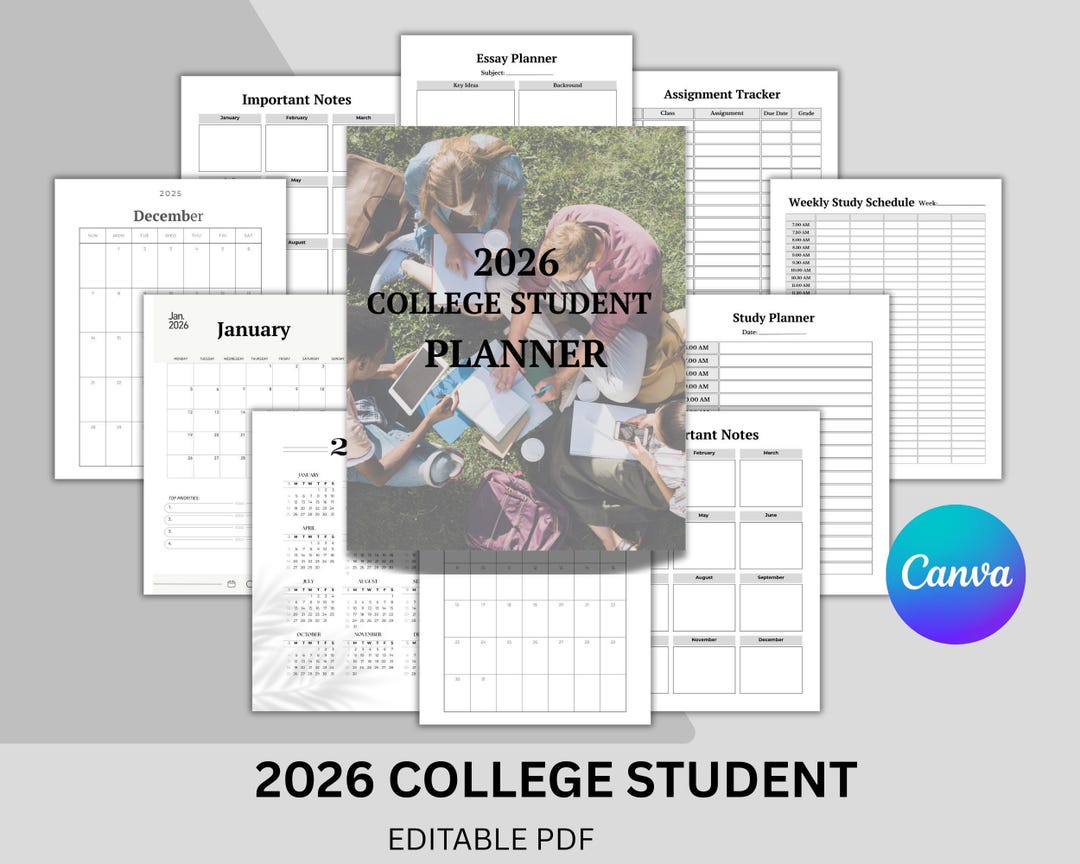 2026 Student Planner: Weekly and Monthly Planning (printable PDF) - Etsy