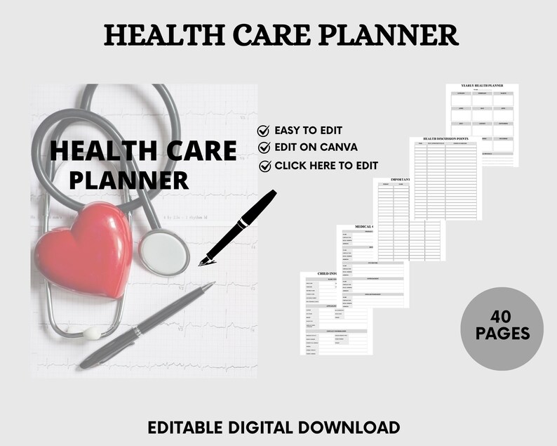 Editable Health Care Planner Printable | Medical Appointments ...