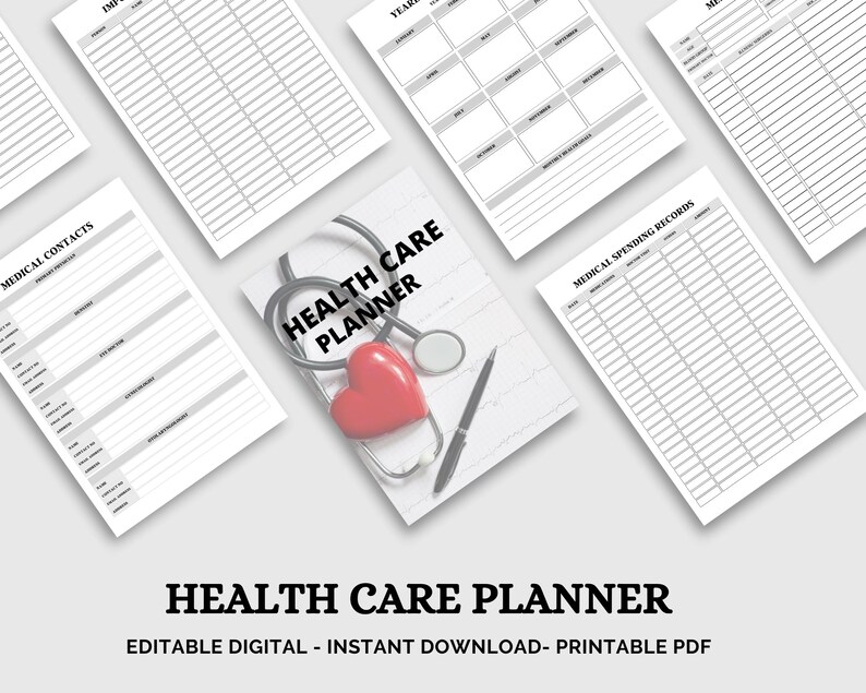 Editable Health Care Planner Printable | Medical Appointments ...