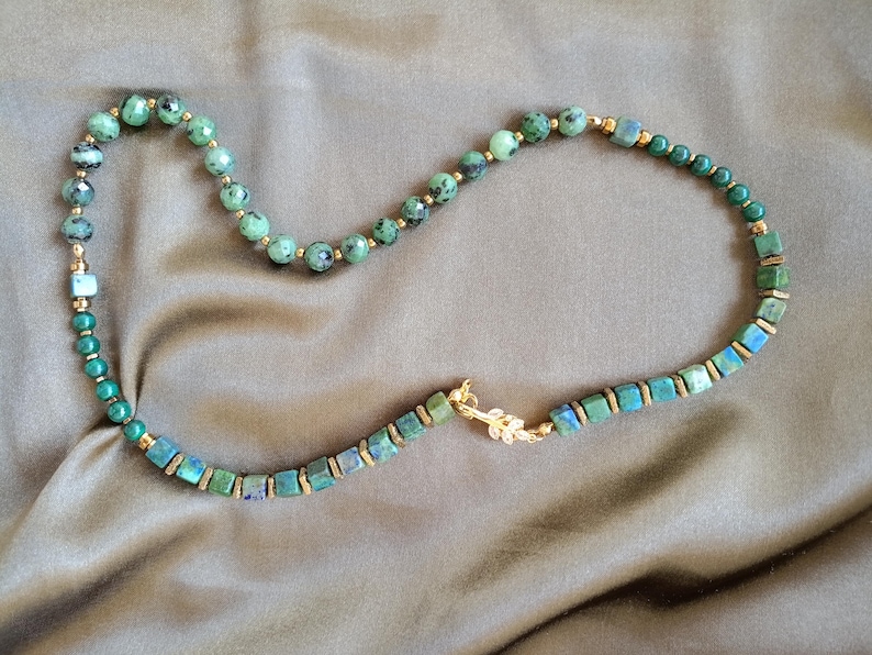 Ruby in Zoisite Azurite Malachite Hematite Necklace, 14k Rhodium Leaf ...