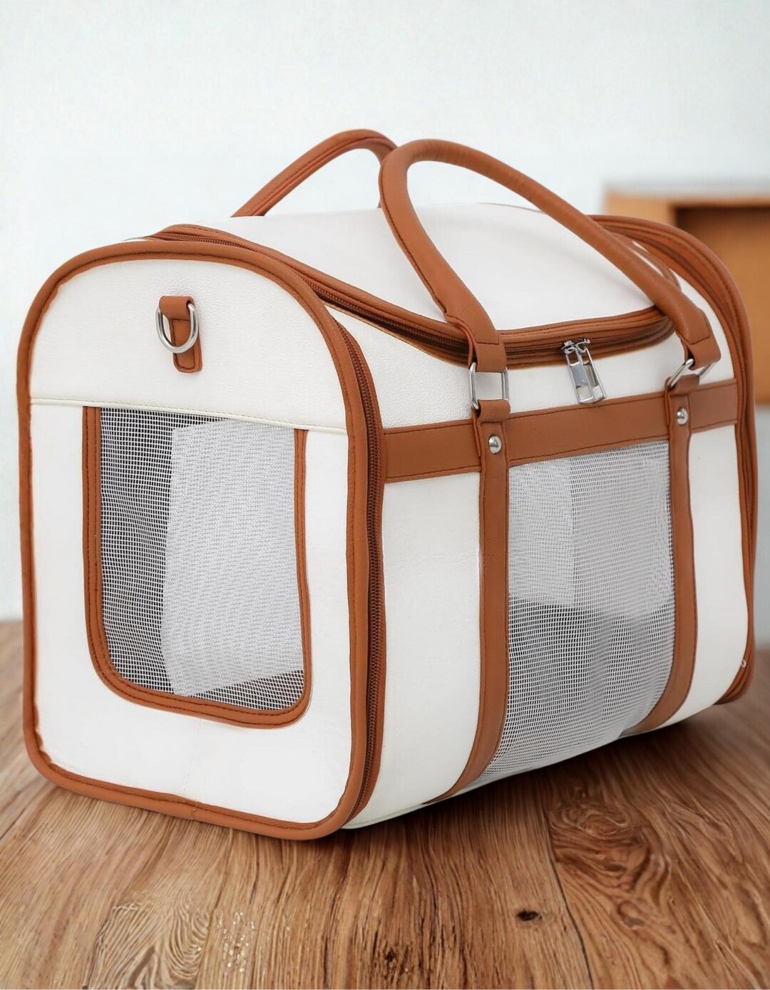 Stylish Soft Pets Leather Carrier Bag – Breathable Mesh Airline ...