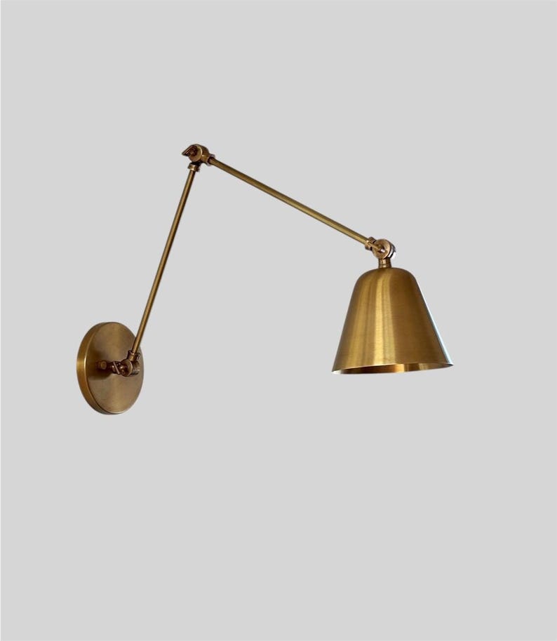 Mid-century Modern Brass Swing Arm Wall Sconce, Adjustable Reading ...