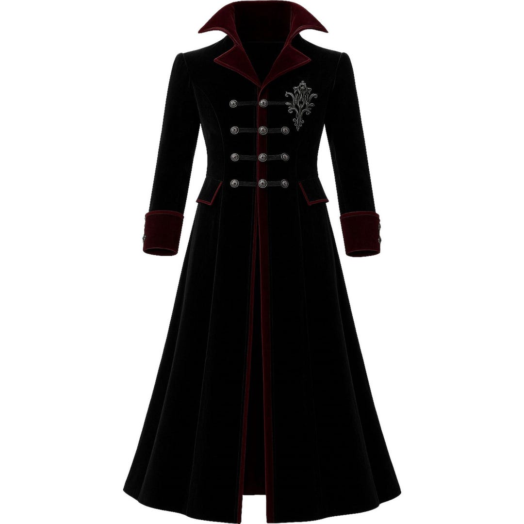 Handmade Gothic Velvet Trench Coat | Dracula Vampire Costume - Etsy