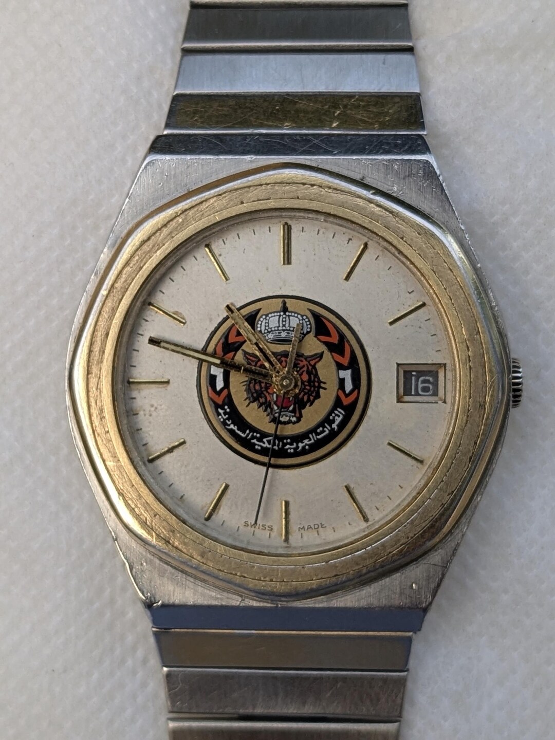 Vintage Mido Royal Saudi Airforce Watch With Arabic Crest Dial Swiss ...