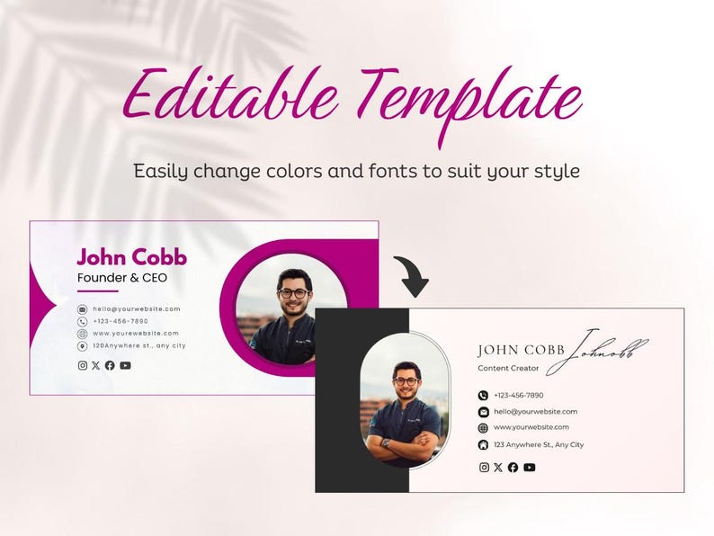 Email Signature Bundle – 10 Editable Canva Templates | Professional ...