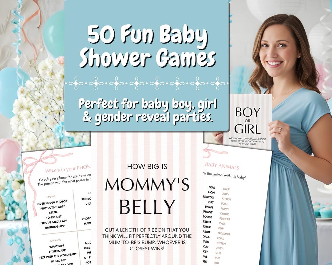 Baby Shower Games Girl, Printable Baby Shower Games Bundle, Fun Baby ...
