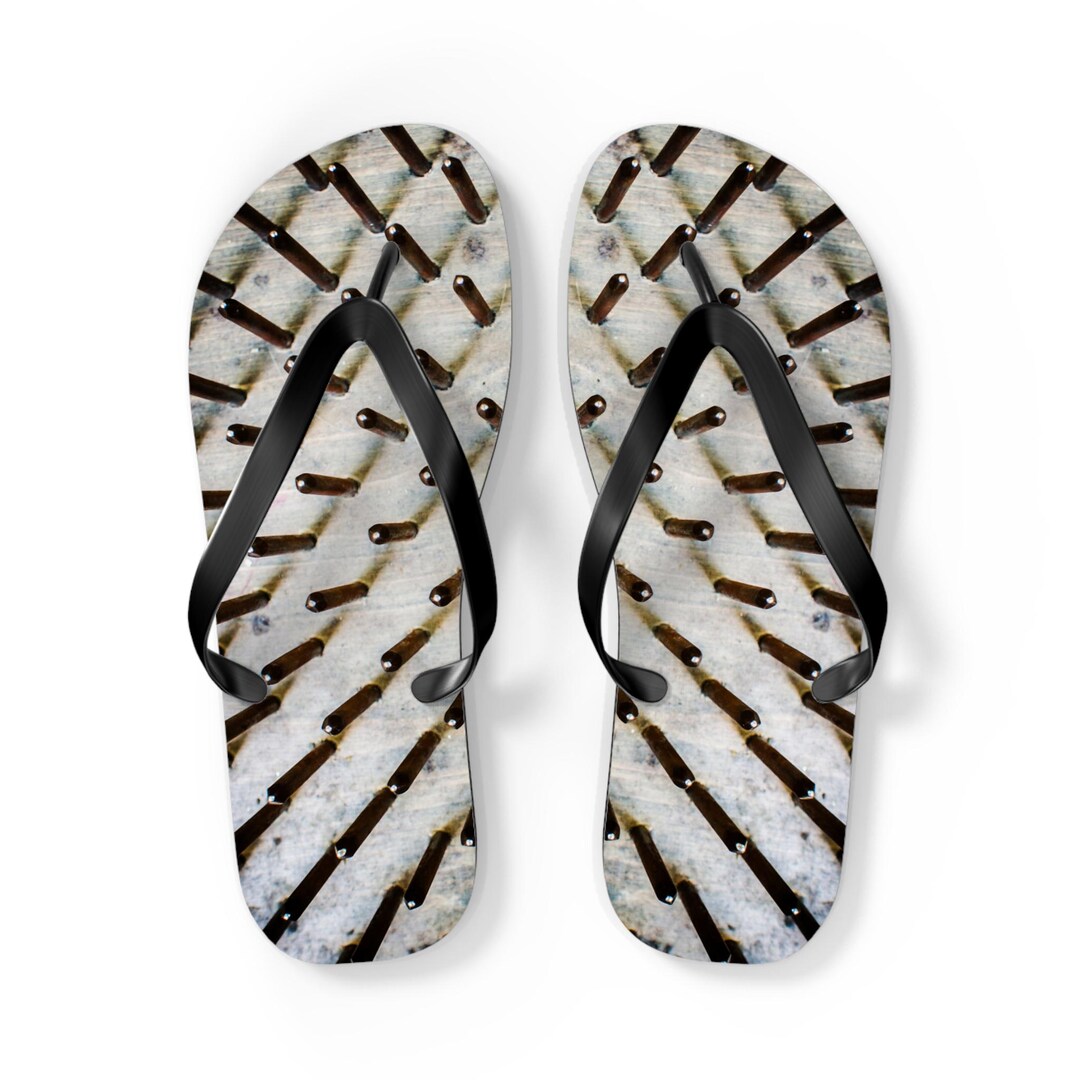 Fakir Flip Flops - Nail Bed Pattern Sandals - Funny Gag Gift Footwear ...